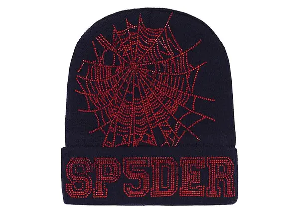 SP5DER Web Beanie - Navy Blue/red