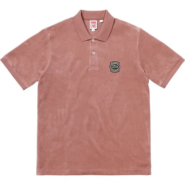 Supreme Lacoste Velour Polo Shirt - Light Maroon