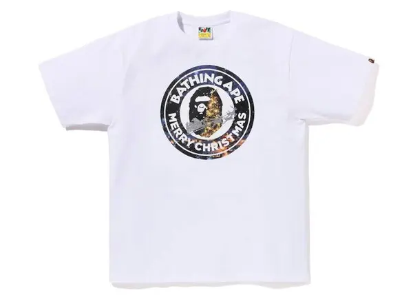A BATHING APE Christmas Busy Works Tee Shirt - White