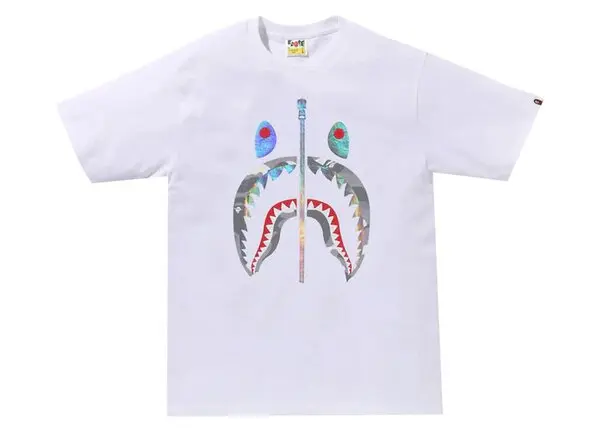 A BATHING APE City Camo Shark Tee Shirt - White/gray