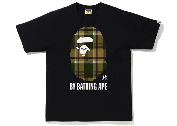 A BATHING APE Check Bathing Ape Tee Shirt - Black/green