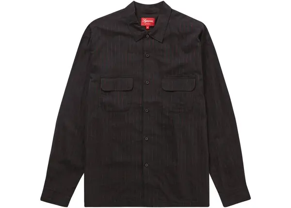Supreme Pinstripe Linen Shirt - Black