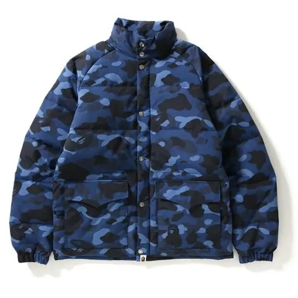 A BATHING APE Camo Classic Down Jacket - Navy Blue