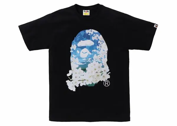 A BATHING APE Sakura Photo Ape Head Tee Shirt - Black