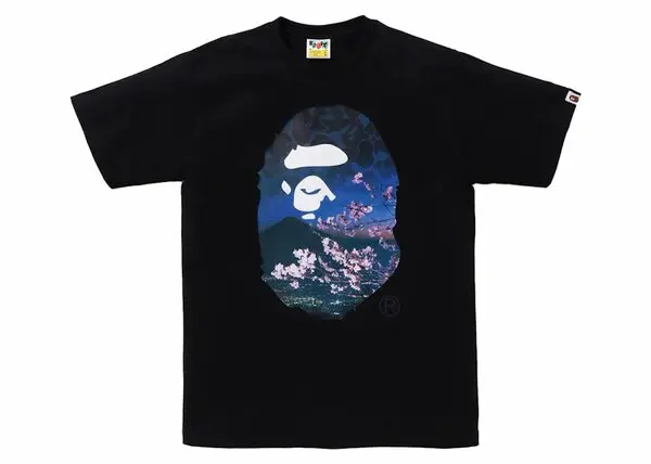 A BATHING APE Sakura Photo Ape Head #2 Tee Shirt - Black