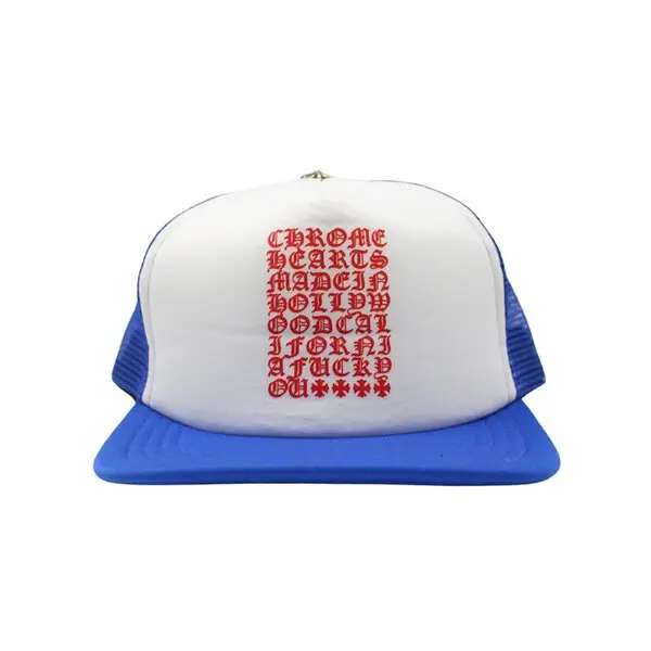 Chrome Hearts Eyechart Trucker Hat - Blue/white/red