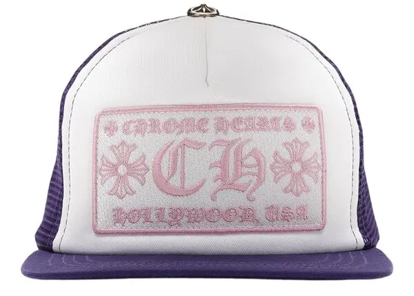Chrome Hearts Ch Hollywood Trucker Hat - Purple/white/pink