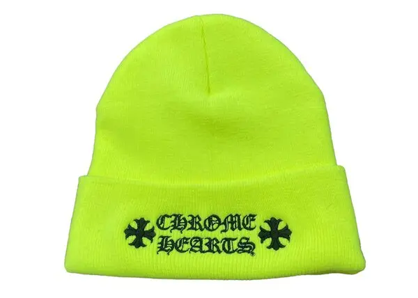 Chrome Hearts Logo Beanie - Neon Yellow