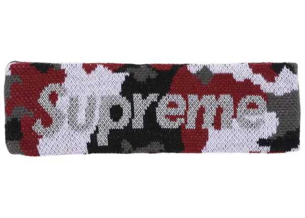 Supreme New Era Reflective Logo Headband - Red Camo
