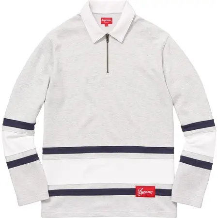 Supreme Half Zip Rugby Shirt - Ash Grey