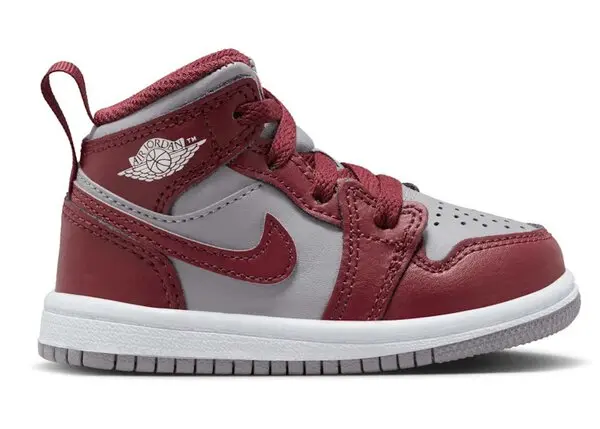 JORDAN 1 Mid Sneakers - Cherrywood Red/cement Grey/white