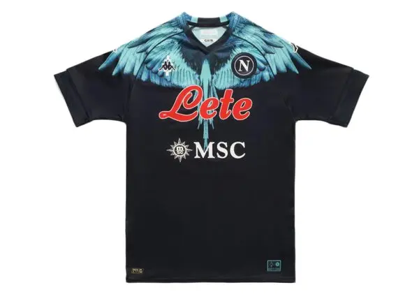 MARCELO BURLON COUNTY OF MILAN Kappa Wings Soccer Shirt - Black/light Blue