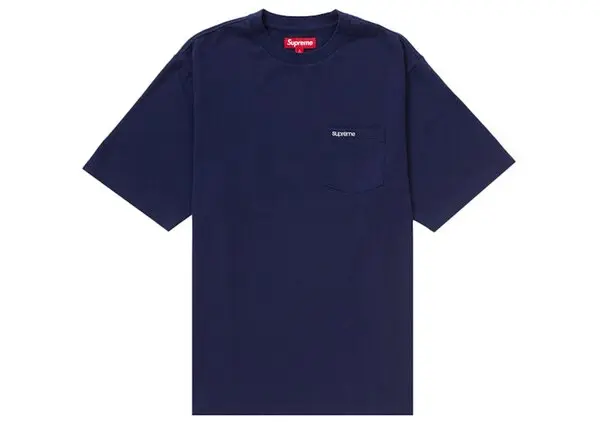 Supreme Short Sleeve Pocket Tee Shirt - Navy Blue