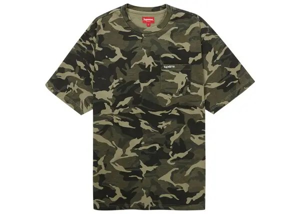 Supreme Short Sleeve Pocket Tee Shirt - Olive Camo