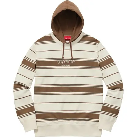 Supreme Striped Hooded Crewneck Sweatshirt