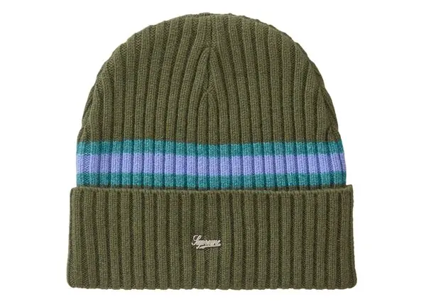 Supreme Stripe Cashmere Beanie - Olive