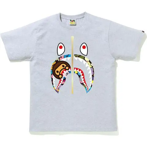 A BATHING APE Camo Milo Shark Tee Shirt - Gray