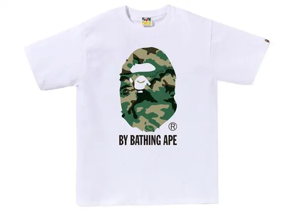 A BATHING APE Woodland Camo Bathing Ape Tee Shirt - White