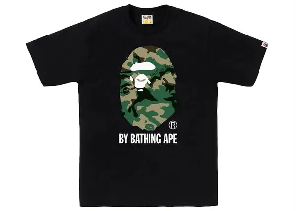 A BATHING APE Woodland Camo Bathing Ape Tee Shirt - Black