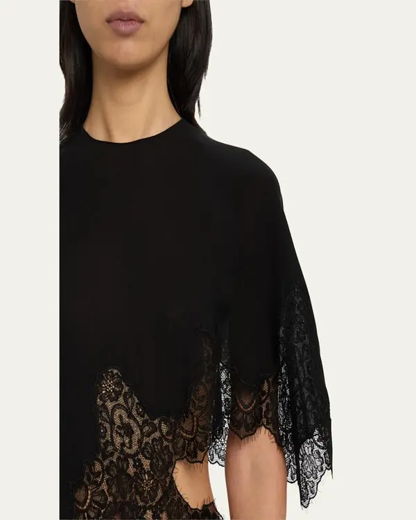 Stella McCartney One-shoulder High-low Dress With Lace Detail