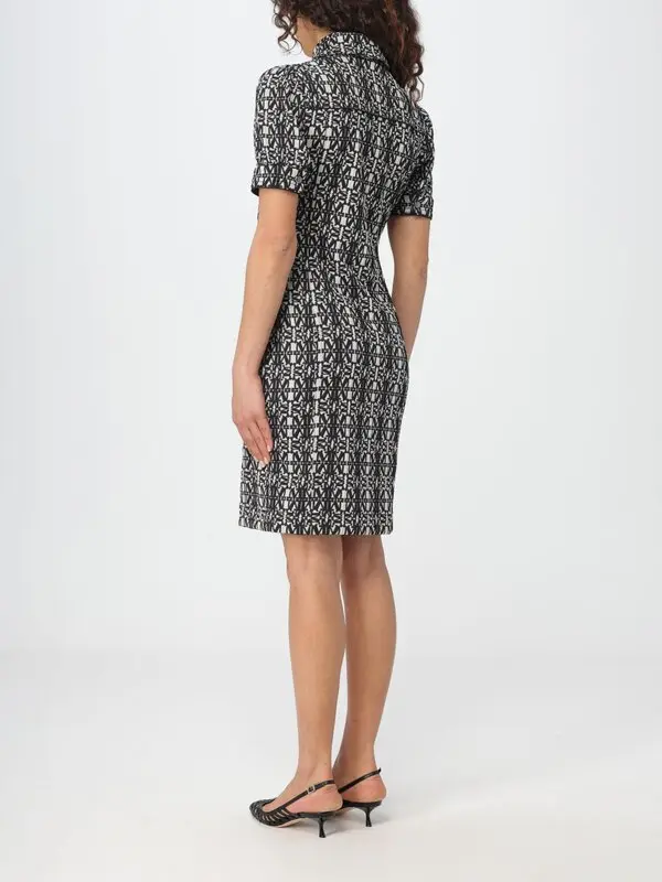 Max Mara Printed Collared Short Sleeve Dress - White