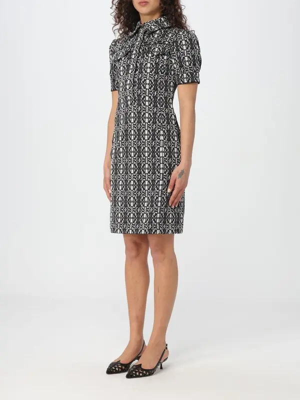 Max Mara Printed Collared Short Sleeve Dress - White