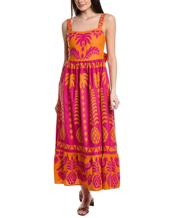 farm rio orange pineapple love cutwork dress Farm Rio Pineapple Love Cutwork Dress Orange Size 8