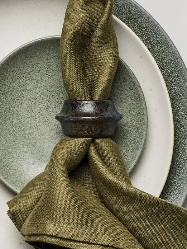L'Objet Terra Porcelain Napkin Rings - Grey