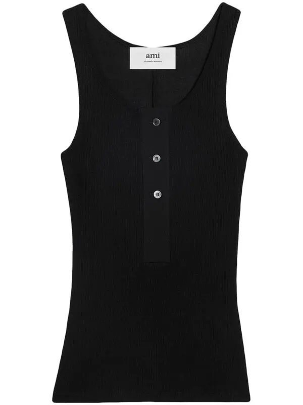 AMI Paris Ribbed Tank Top - Black