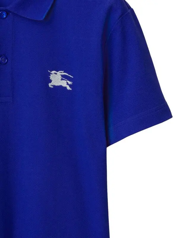 Burberry Equestrian Knight Cotton Polo Shirt - Blue