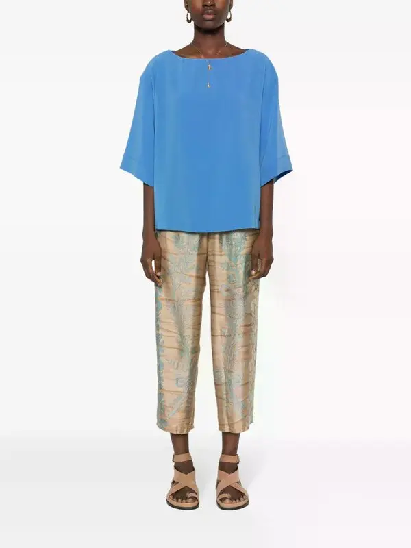 Alberto Biani Boat-neck Cady Blouse - Blue