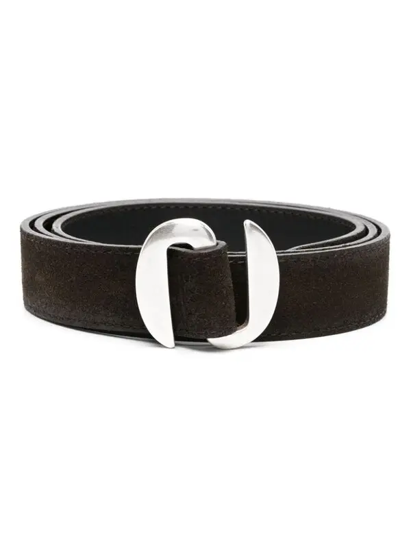 ORTIGNI Buckled Suede Belt - Brown