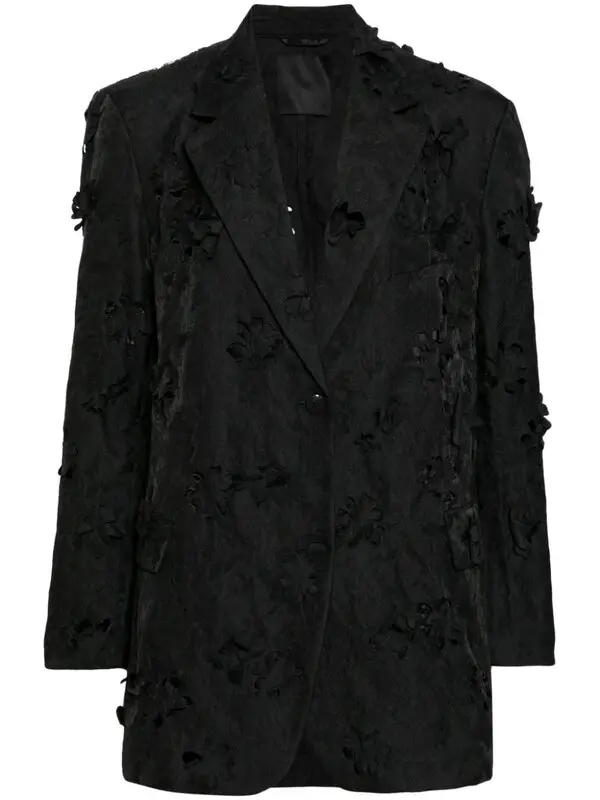 JNBY Floral Appliqué Single-breasted Blazer - Black
