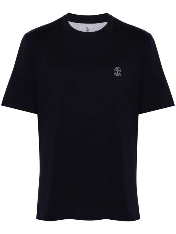 Brunello Cucinelli Logo-print Cotton T-shirt - Blue