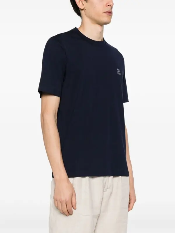 Brunello Cucinelli Logo-print Cotton T-shirt - Blue