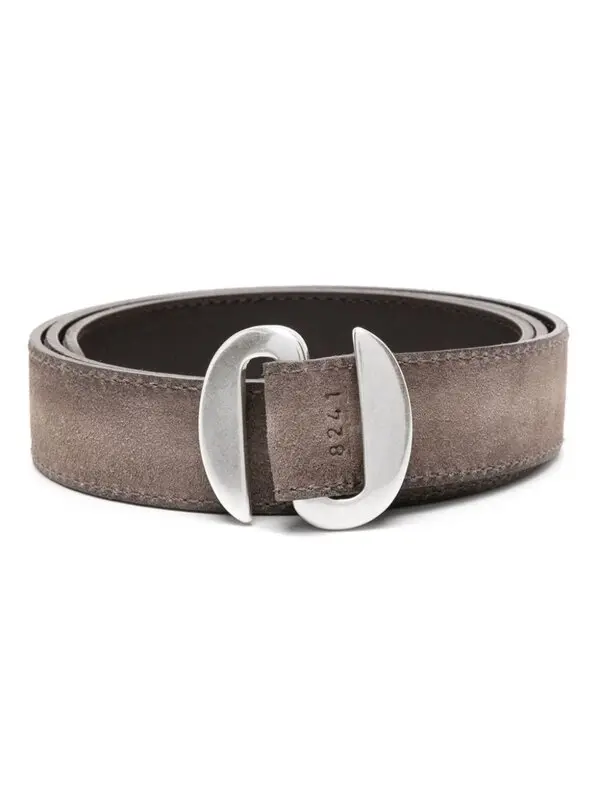 ORTIGNI Buckled Suede Belt - Grey