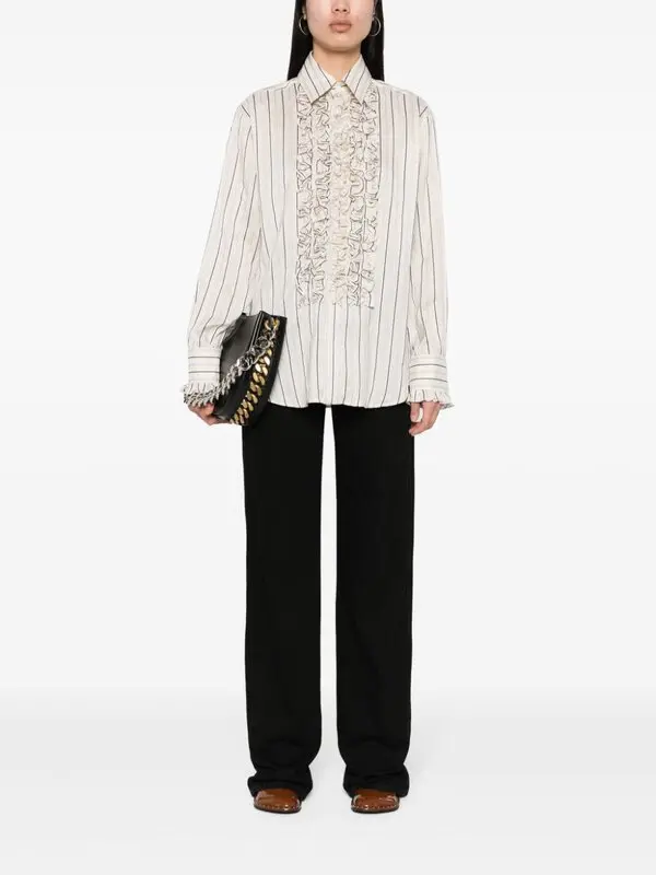 Stella McCartney Striped Ruffled Shirt - Neutrals