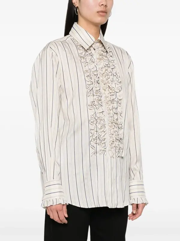 Stella McCartney Striped Ruffled Shirt - Neutrals