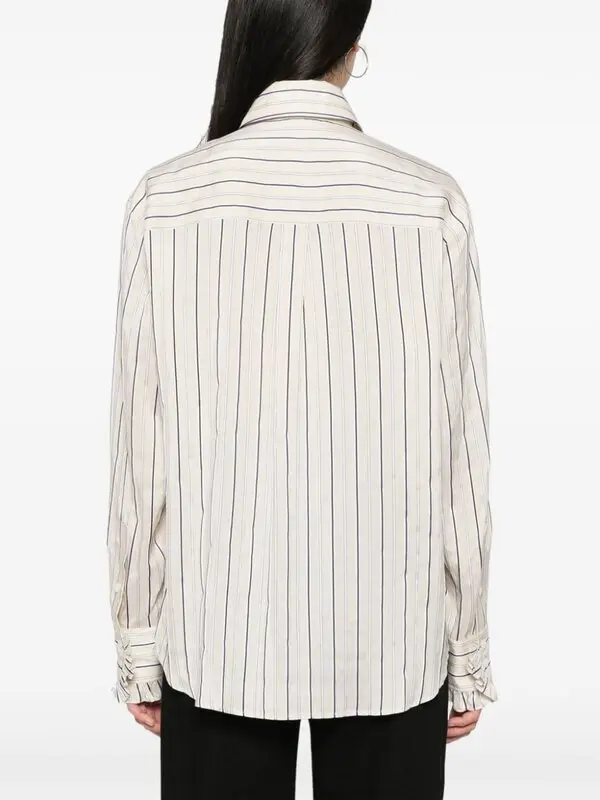 Stella McCartney Striped Ruffled Shirt - Neutrals