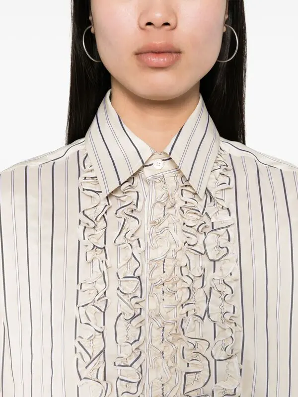 Stella McCartney Striped Ruffled Shirt - Neutrals