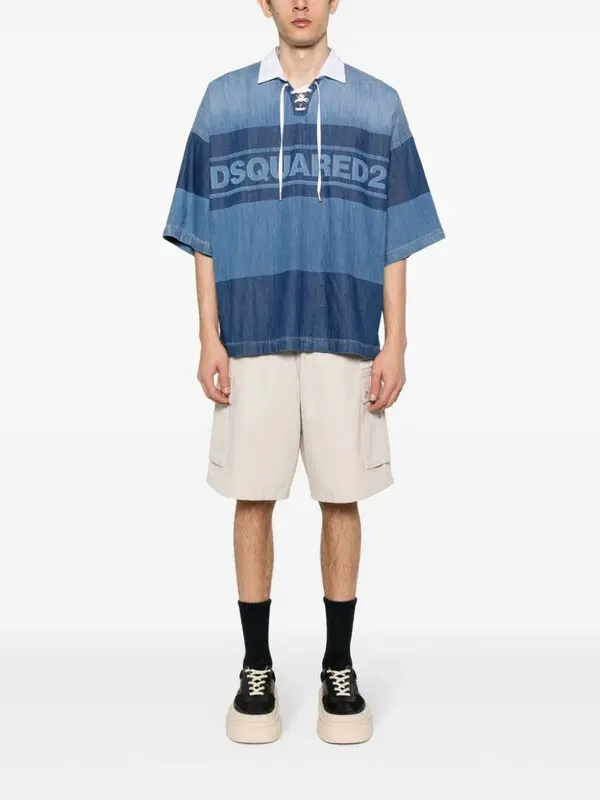 Dsquared2 Logo-print Denim Polo Shirt