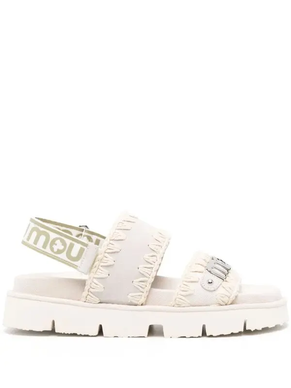 Mou Crochet-trim Logo Plaque Sandals