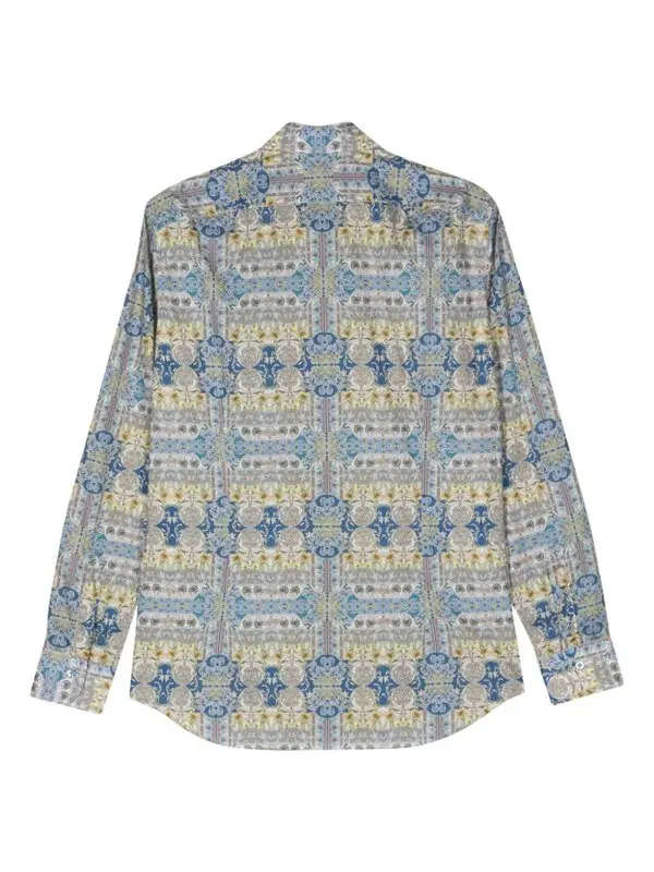 MAZZARELLI Floral-print Cotton Shirt - Blue