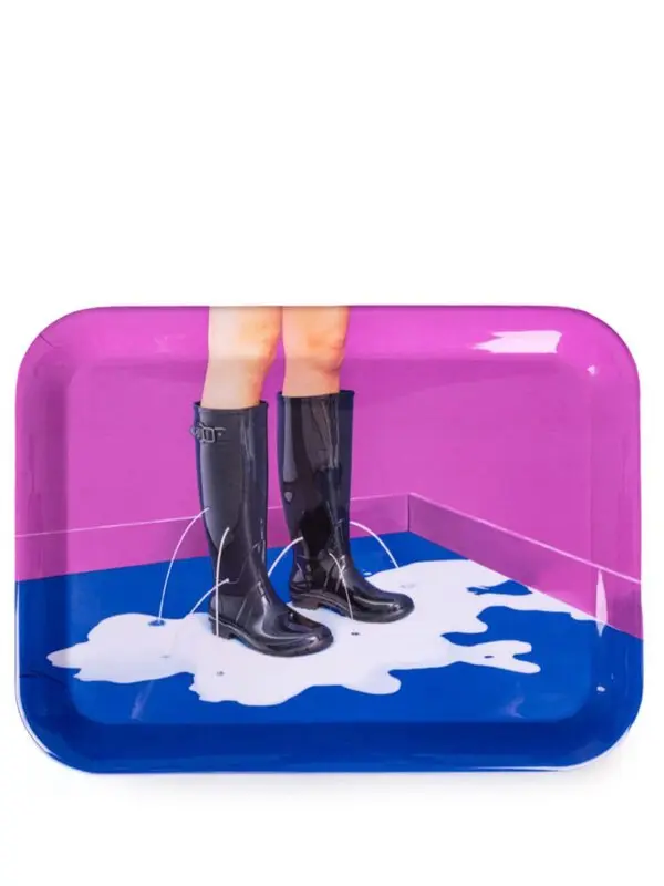 SELETTI Milky Boots Wood Tray - Blue