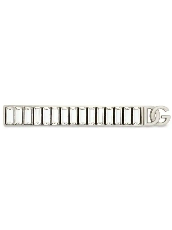Dolce & Gabbana Logo-plaque Crystal-embellished Tie Clip - Silver