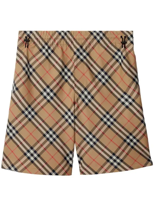 Burberry Check-print Drawstring Shorts - Brown