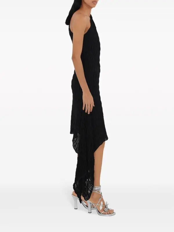 Burberry Shirred One-shoulder Midi Dress