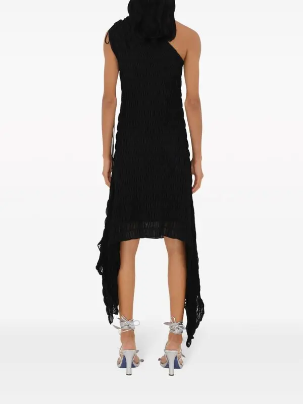 Burberry Shirred One-shoulder Midi Dress