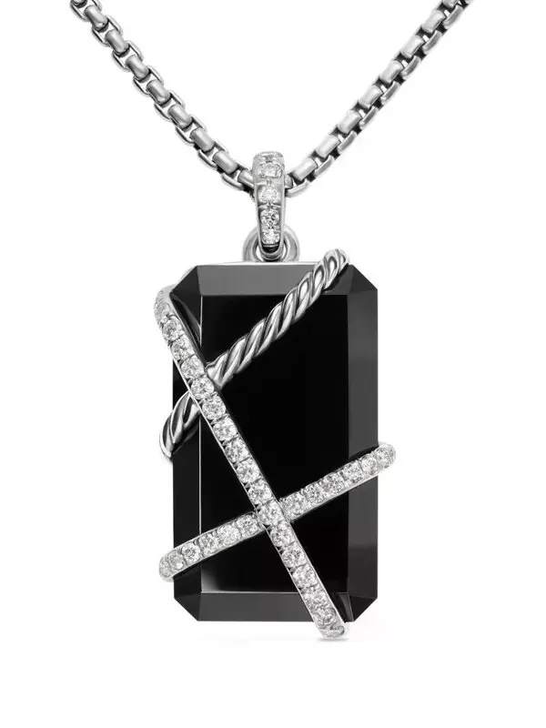 David Yurman Sterling Cable Wrap Diamond Amulet - Silver