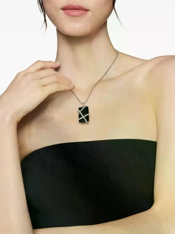 David Yurman Sterling Cable Wrap Diamond Amulet
